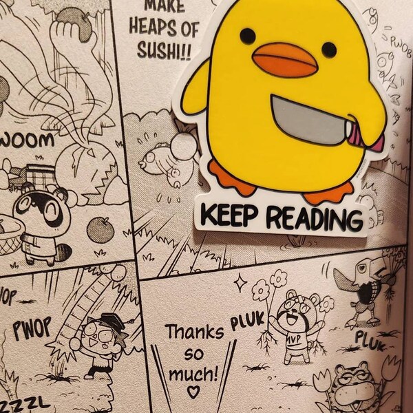 Chick Duck With Knife Magnetic Bookmark, Duck Meme Bookmarks, Handmade ...