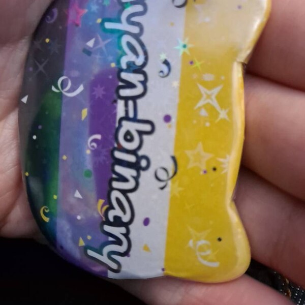 Nonbinary Nyan-binary Pride Button Cat Kitty Non Binary Gender Neutral ...