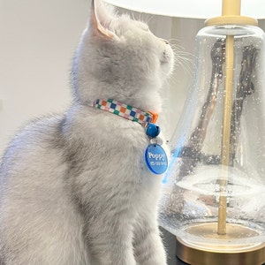 Retro Checkered Cat Collar With Bell, Colorful Male Cat Breakaway ...