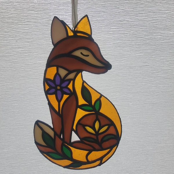 Folklore Fox Stained Glass Pattern — Printable - Etsy