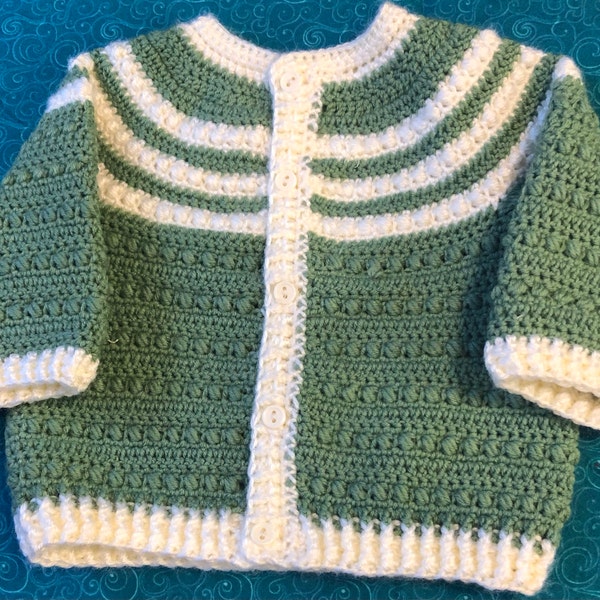Digital PDF Crochet Pattern: Bean Stitch Crochet Baby Cardigan Sweater ...