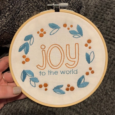 Downloadable PDF Embroidery Pattern, Joy to the World, Christmas ...