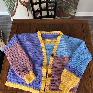 Crochet Colorblock Cardigan Written Pattern Beginner-friendly - Etsy