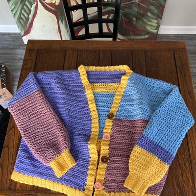 Crochet Colorblock Cardigan Written Pattern Beginner-friendly - Etsy