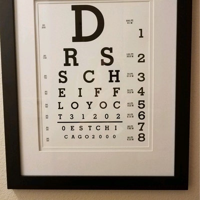 Snellen Eye Chart Print Lettering Typography Custom Eye Chart Baby ...