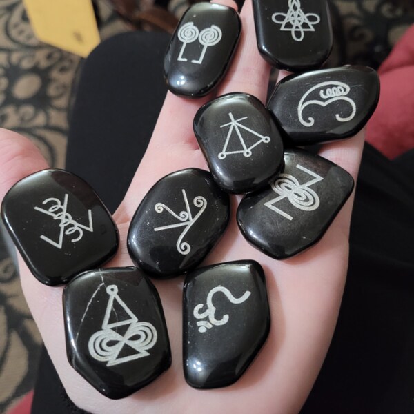 KARUNA REIKI Set, Black TOURMALINE Karuna Runes, Complete 9 Piece ...