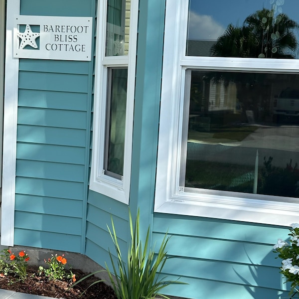 Custom Starfish House Name Sign: Weatherproof Nautical Beach House ...
