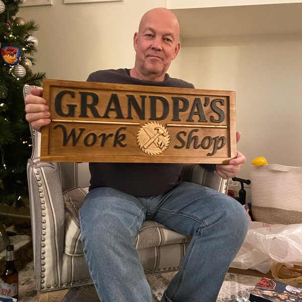 Custom Wooden Shop Sign | Wood Workshop Sign | Gifts for Men | Gifts ...