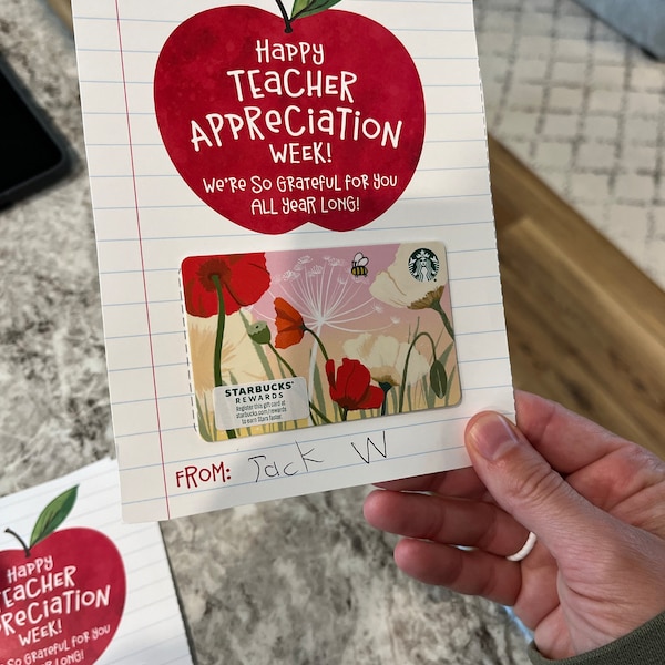 Teacher Appreciation Week Gift PRINTABLE Gift Card Holder Teacher Thank ...
