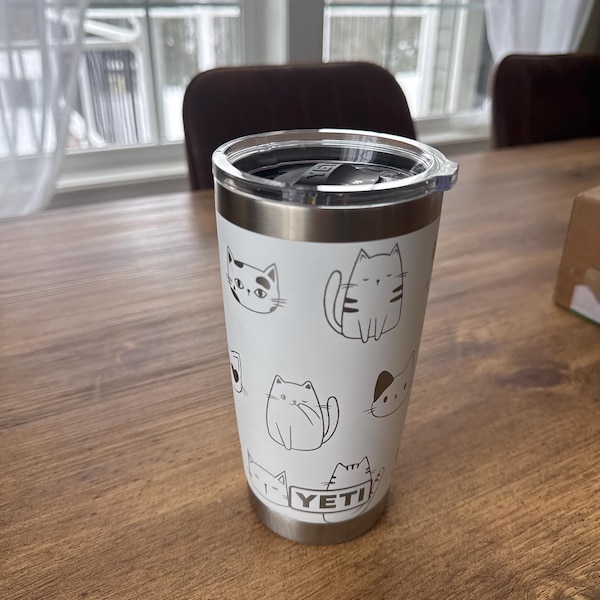 Cat Lover Yeti Tumbler, Personalized Kitty Mom Gift, Engraved 20oz ...