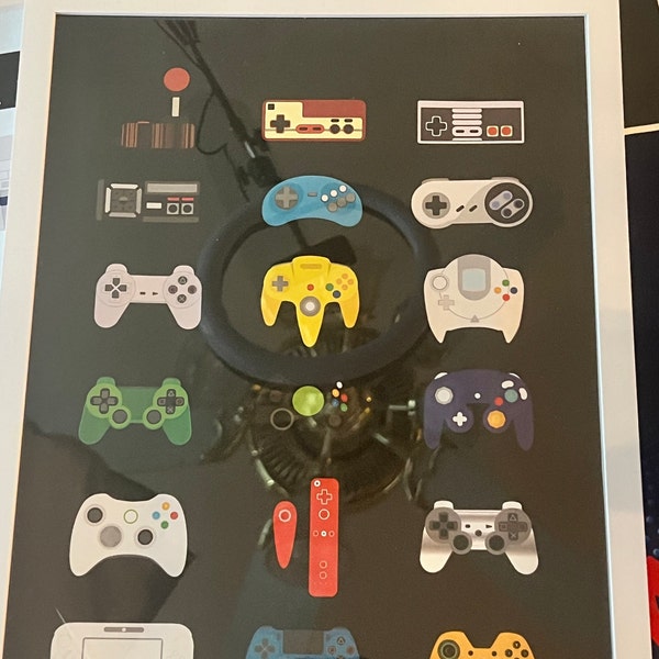 Retro Video Game Controller Wall Decor, Digital Prints, Game Room ...