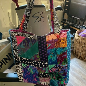 Modern Tote Bag, Patchwork Quilted Alison Glass Fabrics, Hand Made Bag ...