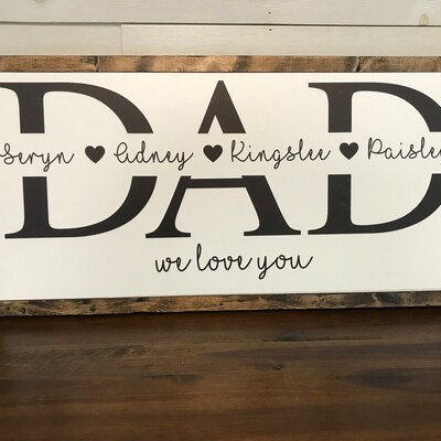 Personalized Fathers Day Gift, Dad Sign With Kids Names, Personalized ...