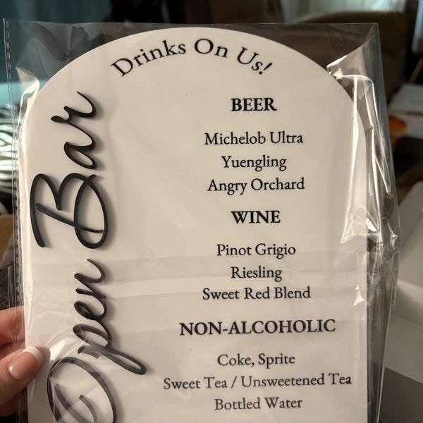 Wedding Arch Bar Sign | Let's Drink Sign | Custom Acrylic Bar Menu Sign ...