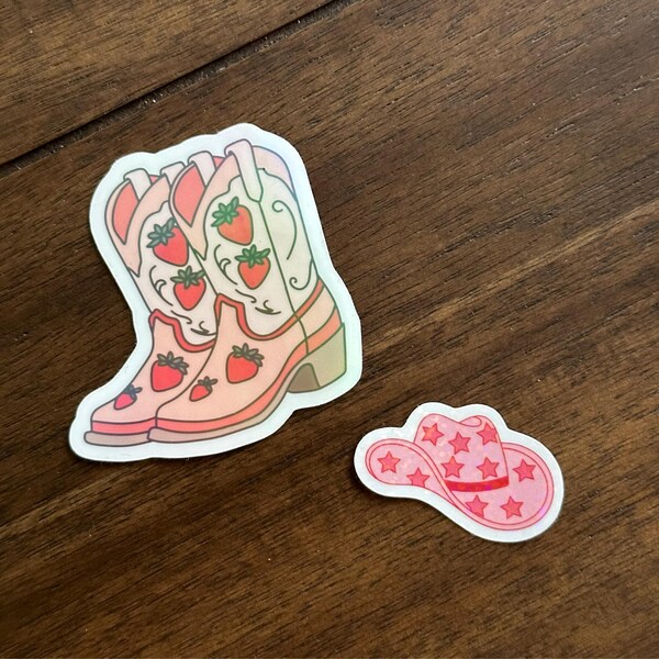 Strawberry Cowboy Boots Sticker, Cowboy Romance Book Stickers, Book ...