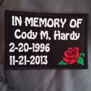 Custom in Memory Patch Patch With Rose With Hook and Loop Fastener ...