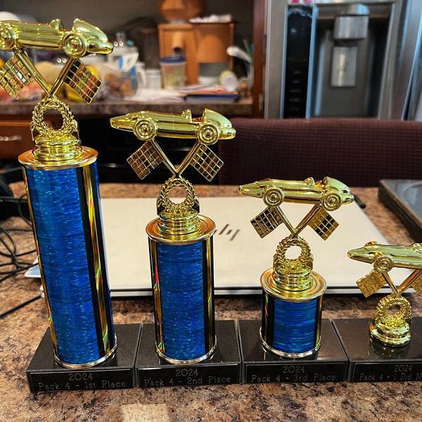 4 Derby Racing Pine Car Trophies - First -second -third - Fourth Place ...