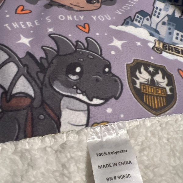 Fourth Wing Chibi Sherpa Fleece Blanket | OFFICIALLY LICENSED | Rebecca ...