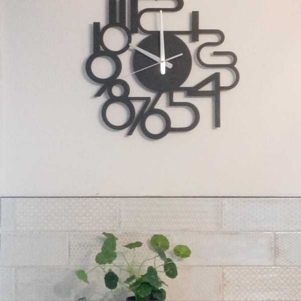 Abstract Numeric Wall Clock: Modern Floating Metal Art - Etsy