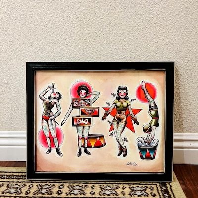 Nurse Flapper Traditional Tattoo Flash - Etsy