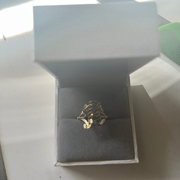 10k Solid Gold Cursive Initial Letter Monogram Ring small 16.2mm Diamond Cut Alphabet ...