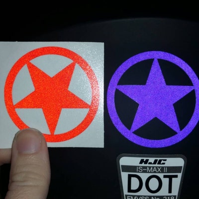 Circle Star Reflective Decal, Sheriff Star Helmet Sticker, Classic Star ...