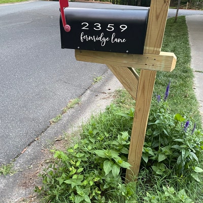 Cursive Mailbox Numbers Decal Modern Mailbox Decal House - Etsy