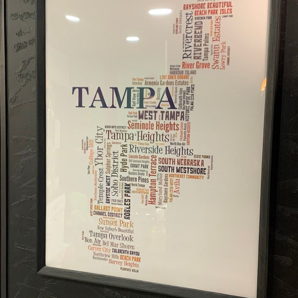 Tampa Neighborhood Typography Art Print, City Map Word Cloud - Etsy
