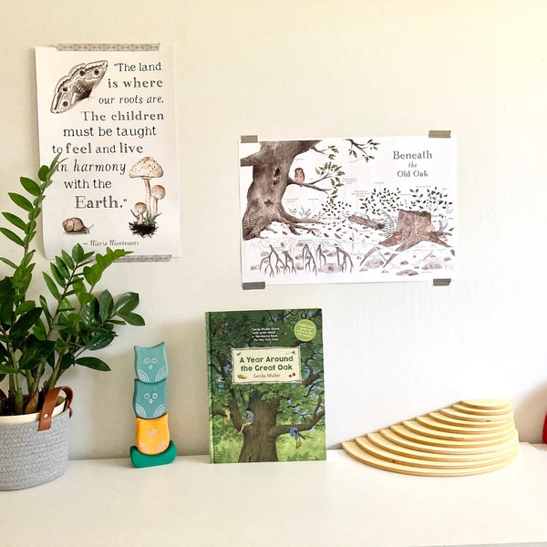 Nature Art Poster Beneath the Old Oak Nature Details School Room Wall ...