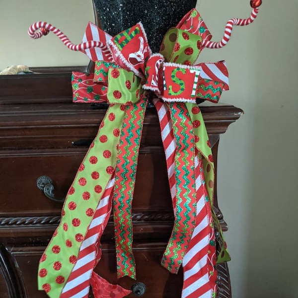 Black Christmas Top Hat Tree Topper, Lighted Candy Red and White, Green ...