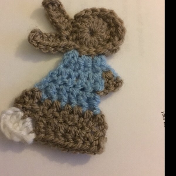 CROCHET PATTERN for the Pixie Rabbit Applique Crochet Applique Sewing Design Flat Cotton Tail ...