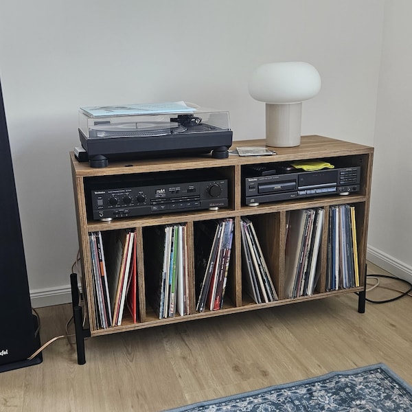 Retro Record Player Stand 'york'. Handmade Vinyl LP Storage Cabinet ...