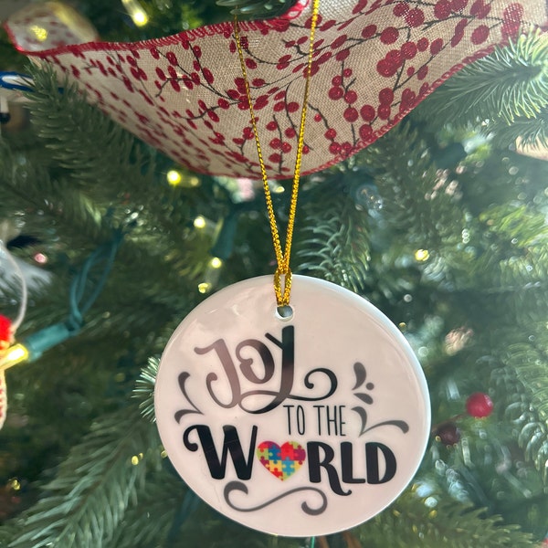 Joy to the World Autism Awareness Ornament, Autism Awareness Christmas ...