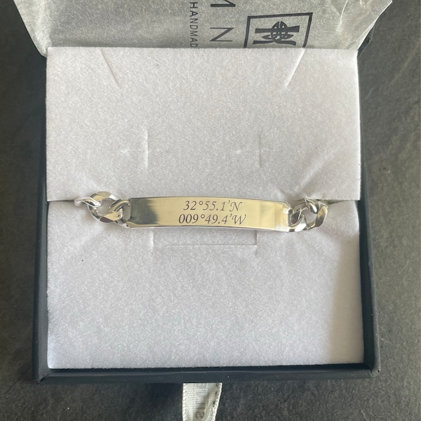 Personalised Sterling Silver ID Bracelet, UK Hallmarked 925, Premium ...