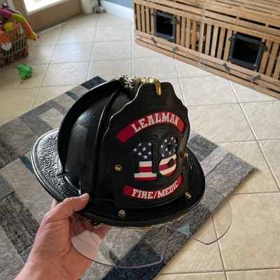 CUSTOM LEATHER Shield Front Patch Plaque Custom Made Leather Fireman ...