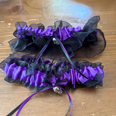 Handcuffs Navy Blue and Black Wedding Garter or Set Something Blue ...