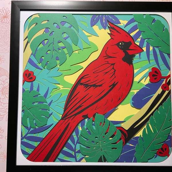 Cardinal Bird Shadow Box, Cardinal Bird SVG, Cardinal Bird Layered ...
