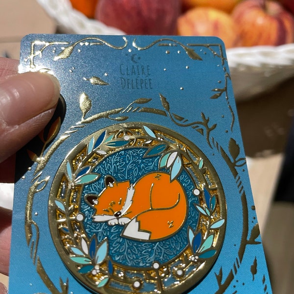 Cute Fox Pin : a Stained Glass Enamel Pin Featuring a Kawaii Sleeping ...