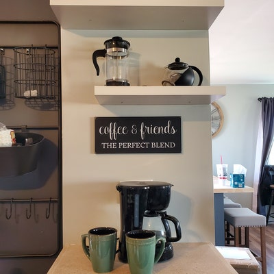 Coffee and Friends Perfect Blend, Wood Sign, Kitchen Decor, Coffee Sign ...