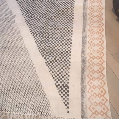 Boho Handwoven Block Printed Flatweave Cotton Rug, Bohemian Nordic Rug ...