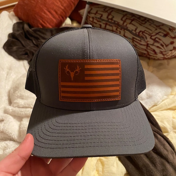Deer Hunting Hat Gift | Leather Patch American Flag Hunter Present - Etsy