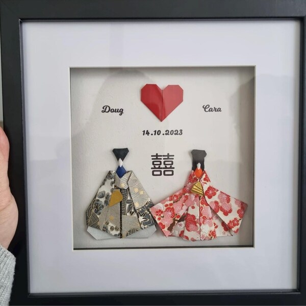 Personalised Origami Bride and Groom 3D Frame Art: Wedding Gift ...