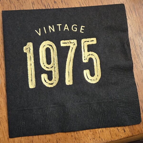 50th Birthday Napkins: Vintage 1975 Party Decorations - Foil Stamped ...