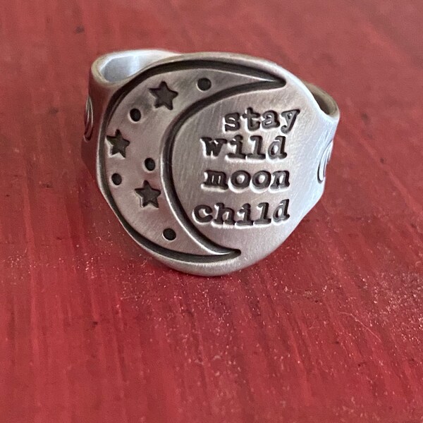 Stay Wild Moon Child Ring - Crescent Moon Ring - Handmade Moon Phase ...
