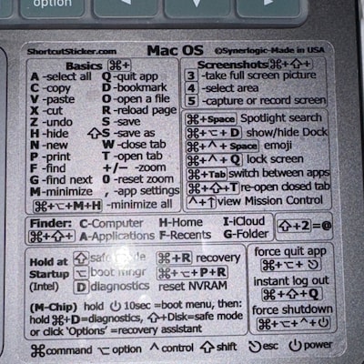 Excel for Mac Cheat Sheet Reference Guide Shortcut Sticker Black Vinyl ...