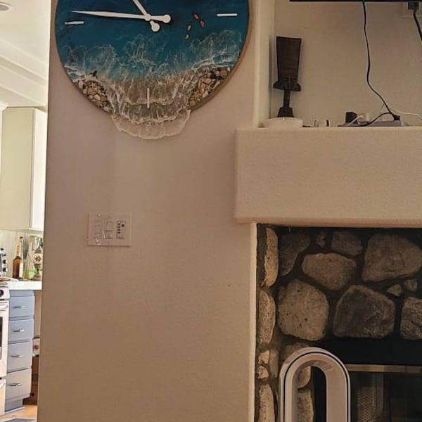 Resin Wall Clock| Ocean Wall Decor| Custom Resin Ocean Art| Resin Art ...