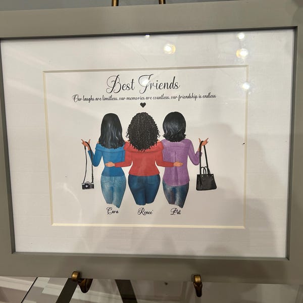 Personalised Group of Friends Print, Best Friend Print, Portrait, Plus ...