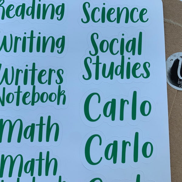 Custom School Subject Stickers Ready to Place on Your Back to School ...