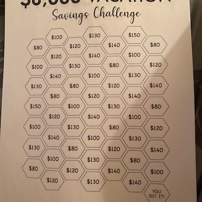 6,000 Vacation Savings Challenge, 6000 Savings Tracker, Emergency Fund ...