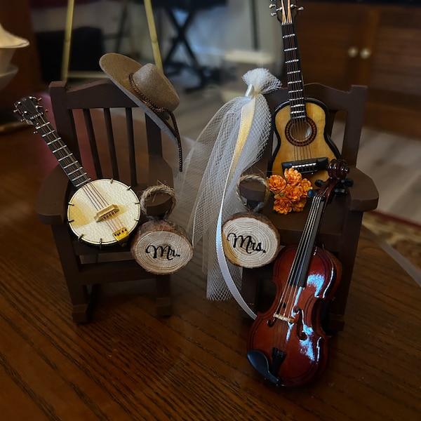 Guitar, Banjo, Violin, Instruments, Musical, Wedding Cake Topper, 6 ...
